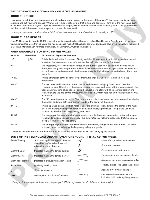 Wind of the Waves: Bass Clef Educational Pack: Bass Clef Educational ...
