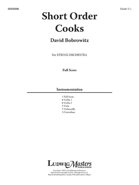 Short Order Cooks: String Orchestra Conductor Score: David Bobrowitz ...