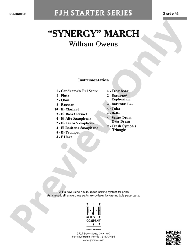 Synergy March: Concert Band Conductor Score & Parts: William Owens ...