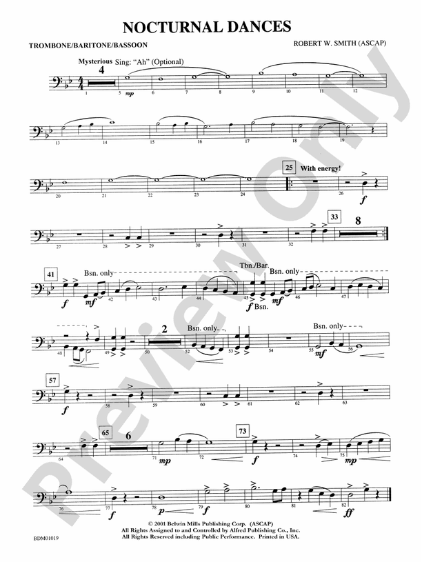 Nocturnal Dances: 1st Trombone: 1st Trombone Part - Digital Sheet Music Download