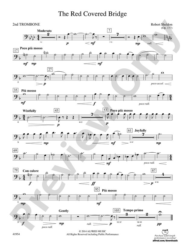 The Red Covered Bridge: 2nd Trombone: 2nd Trombone Part - Digital Sheet ...