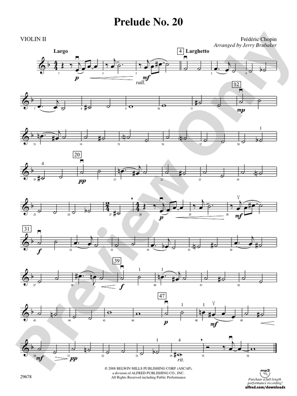 Prelude No. 20: 2nd Violin: 2nd Violin Part - Digital Sheet Music Download