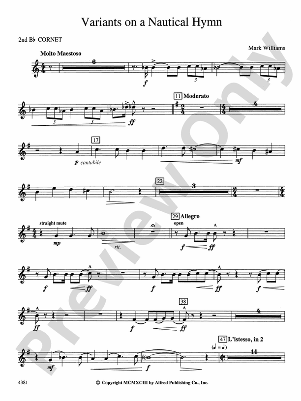Variations on a Nautical Hymn: 2nd B-flat Cornet: 2nd B-flat Cornet Part - Digital Sheet Music ...