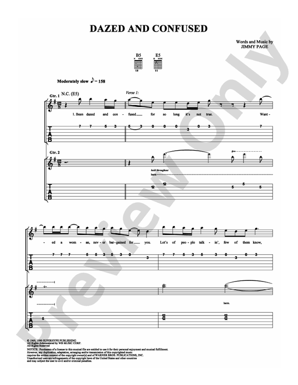 Dazed and Confused: Easy Guitar: Led Zeppelin - Digital Sheet Music ...