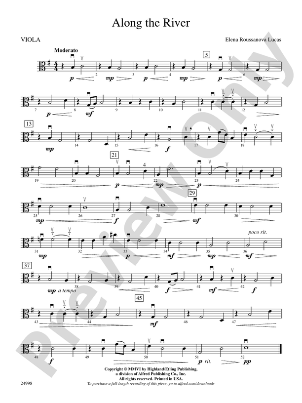 Along the River: Viola: Viola Part - Digital Sheet Music Download