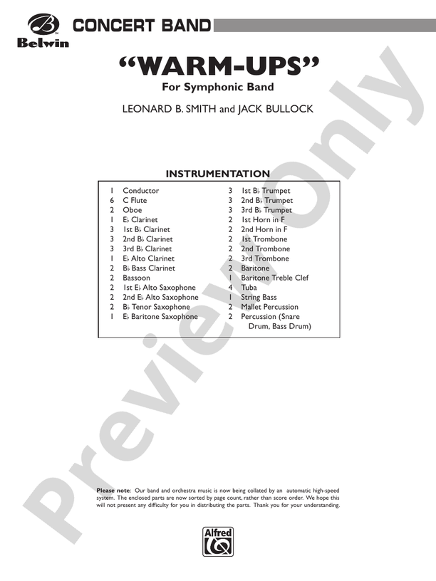 Belwin "Warm-Ups" for Symphonic Band: Score: Concert Band Score ...