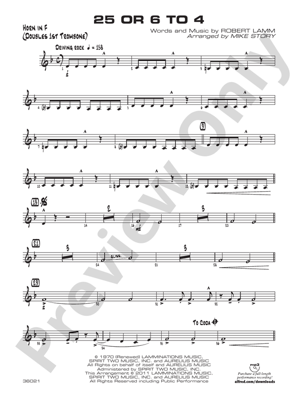 25 or 6 to 4: 1st F Horn: 1st F Horn Part - Digital Sheet Music Download