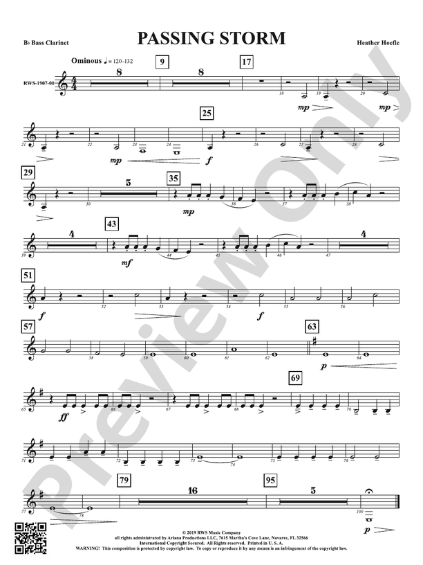 Passing Storm: B-flat Bass Clarinet: B-flat Bass Clarinet Part: Heather Hoefle - Digital Sheet ...