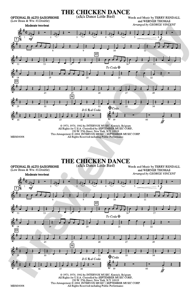 The Chicken Dance: Optional Alto Sax: Optional Alto Sax Part - Digital ...