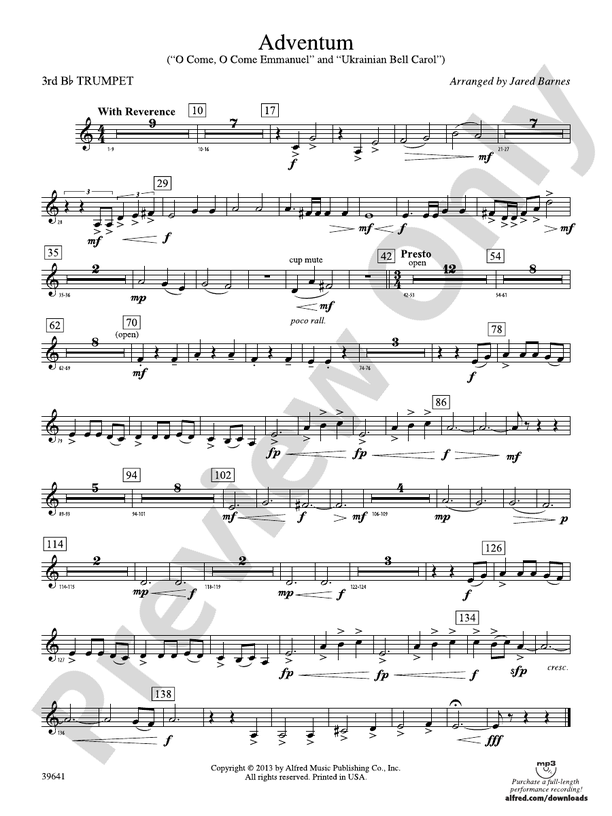 Adventum: 3rd B-flat Trumpet: 3rd B-flat Trumpet Part - Digital Sheet Music Download