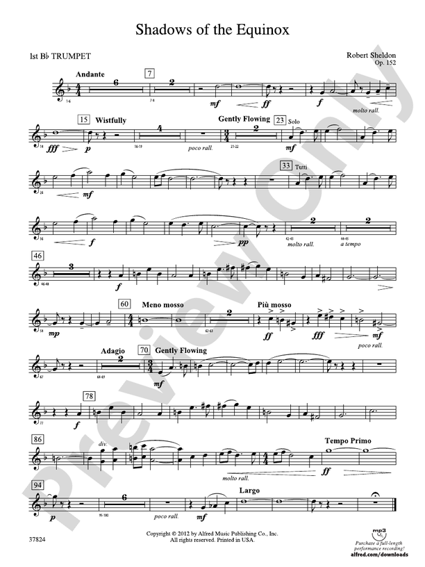 Shadows of the Equinox: 1st B-flat Trumpet: 1st B-flat Trumpet Part - Digital Sheet Music Download