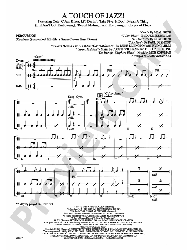 A Touch of Jazz!: 1st Percussion: 1st Percussion Part - Digital Sheet ...