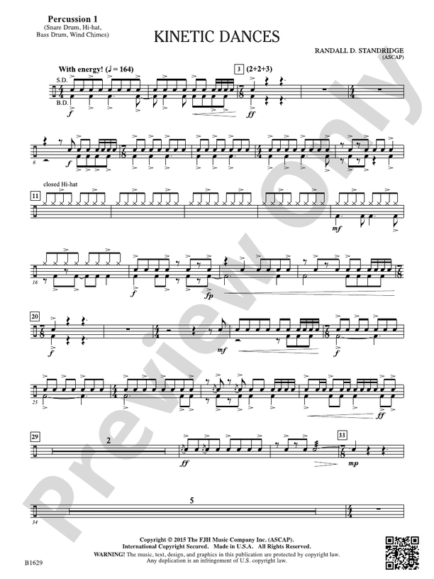 Kinetic Dances: Percussion 1: Percussion 1 Part: Randall D. Standridge ...