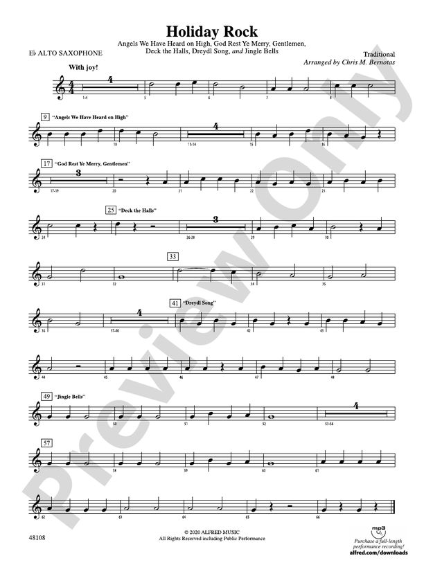 Holiday Rock: E-flat Alto Saxophone: E-flat Alto Saxophone Part - Digital Sheet Music Download