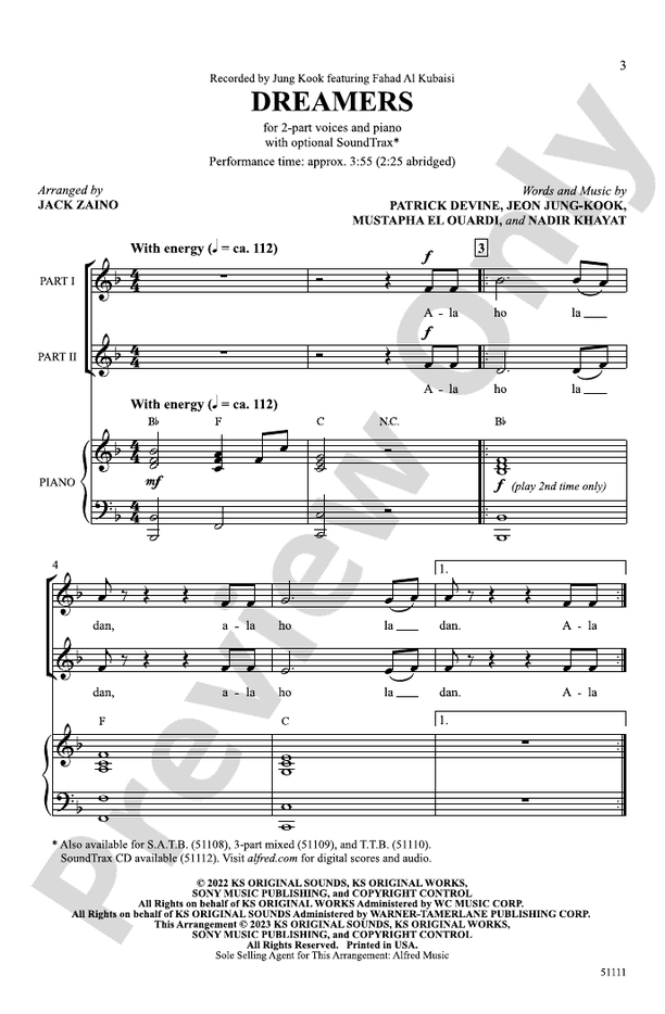 Dreamers: 2-Part Choral Octavo: Patrick Devine - Digital Sheet Music Download