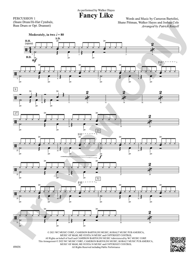 Fancy Like: 1st Percussion: 1st Percussion Part - Digital Sheet Music ...