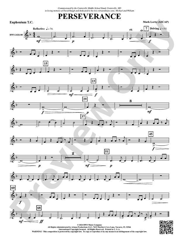 Perseverance: Baritone T.C.: Baritone T.C. Part: Mark Lortz - Digital ...