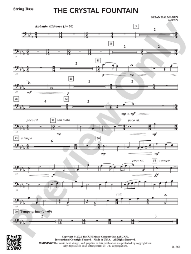 The Crystal Fountain: String Bass: String Bass Part: Brian Balmages ...