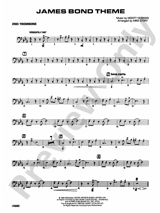 James Bond Theme: 2nd Trombone: 2nd Trombone Part - Digital Sheet Music Download