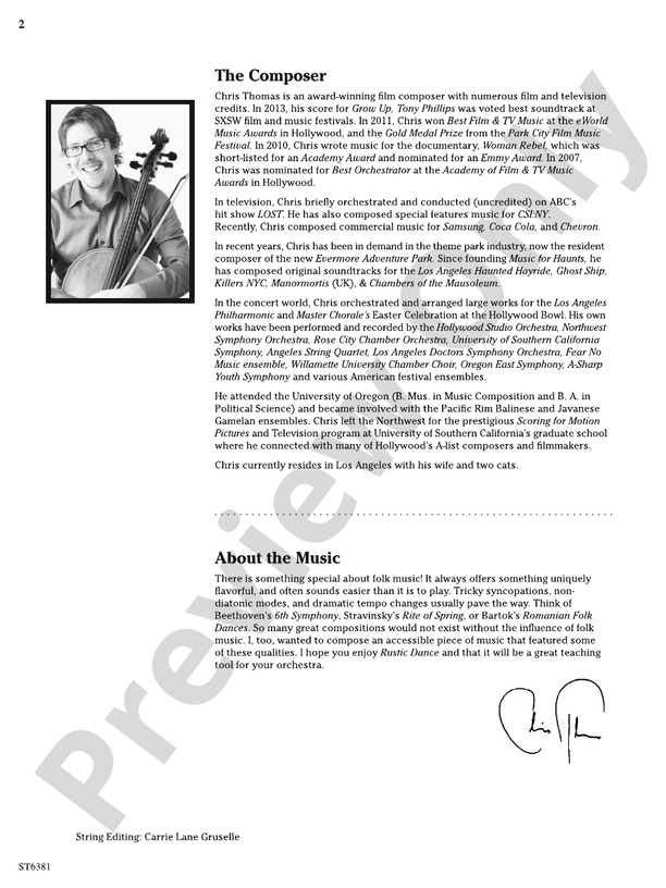 Rustic Dance: Score: String Orchestra Score: Chris Thomas - Digital ...