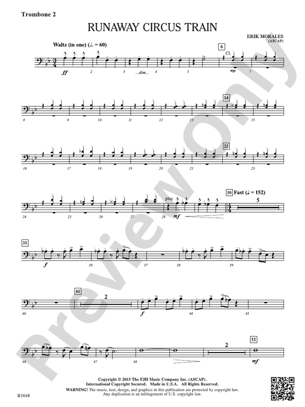 Runaway Circus Train: Trombone 2: Trombone 2 Part: Erik Morales ...