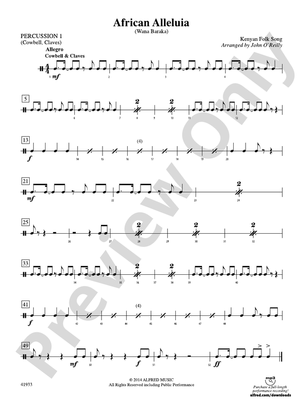 African Alleluia: 1st Percussion: 1st Percussion Part - Digital Sheet ...
