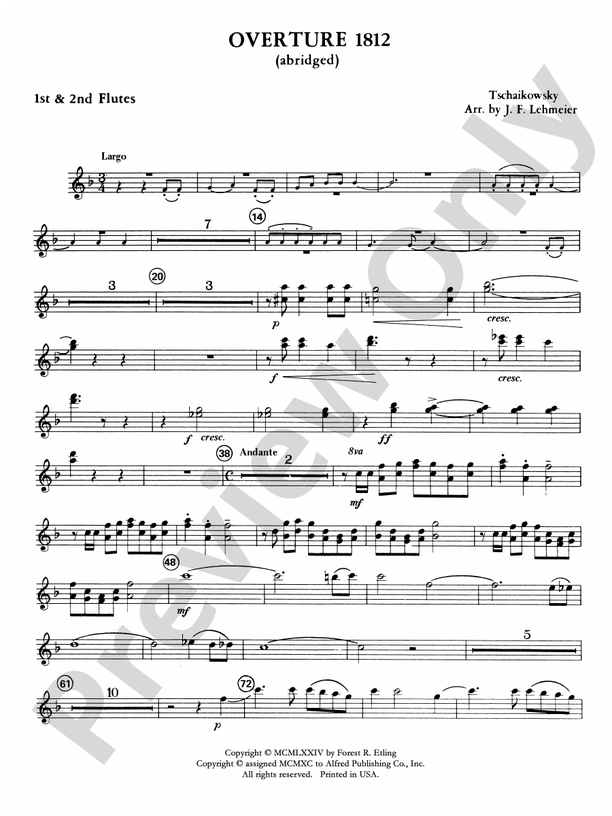 Overture 1812: Flute: Flute Part - Digital Sheet Music Download