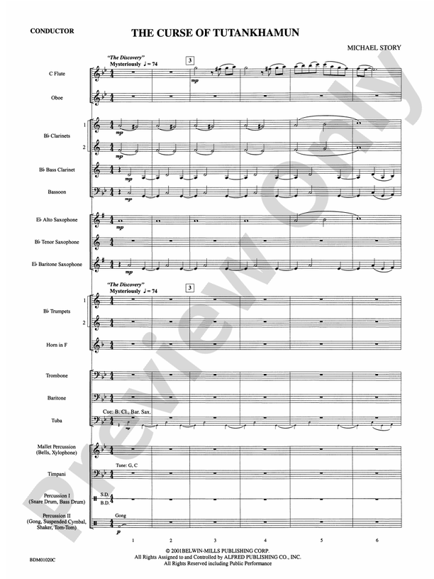 The Curse of Tutankhamun: Concert Band Conductor Score & Parts: Mike ...