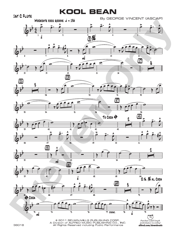 Kool Bean: Flute: Flute Part - Digital Sheet Music Download
