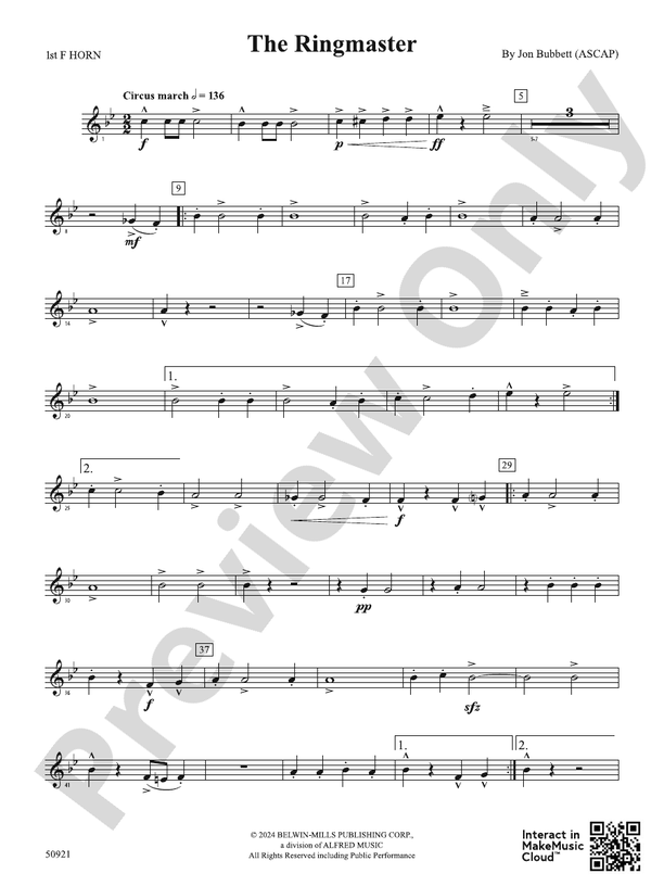 The Ringmaster: 1st F Horn: 1st F Horn Part - Digital Sheet Music Download