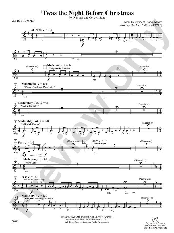 T'was the Night Before Christmas: 2nd B-flat Trumpet: 2nd B-flat Trumpet Part - Digital Sheet ...