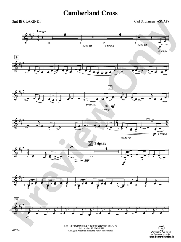 Cumberland Cross: 2nd B-flat Clarinet: 2nd B-flat Clarinet Part ...