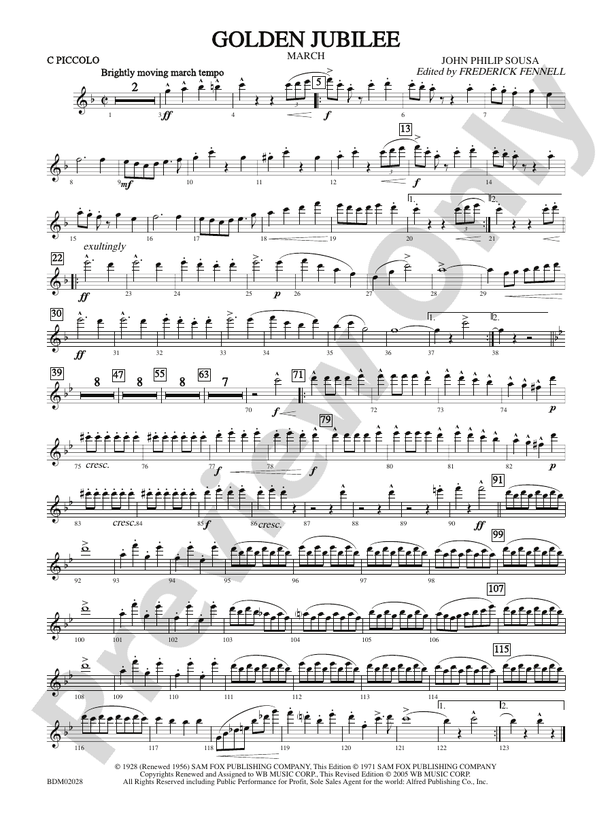 Golden Jubilee: Piccolo: Piccolo Part - Digital Sheet Music Download
