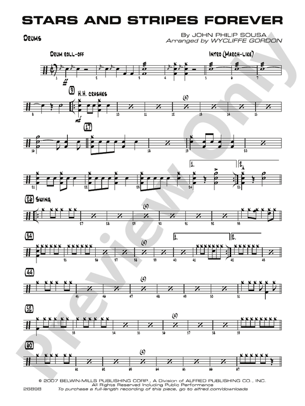 Stars and Stripes Forever: Drums: Drums Part - Digital Sheet Music Download