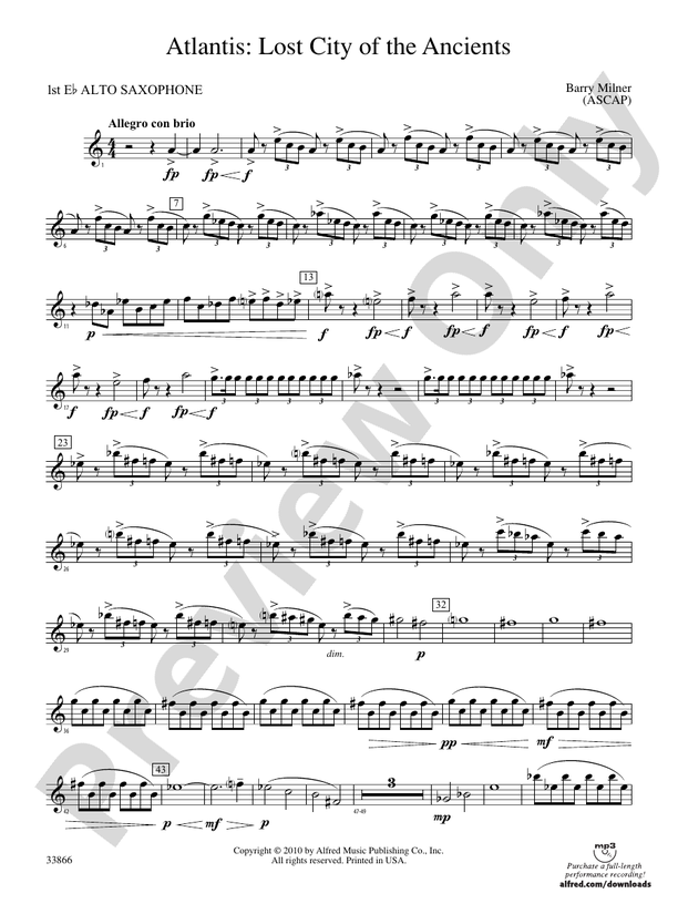 Atlantis: Lost City of the Ancients: E-flat Alto Saxophone: E-flat Alto ...