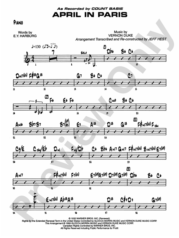April in Paris: Piano Accompaniment: Piano Accompaniment Part - Digital ...