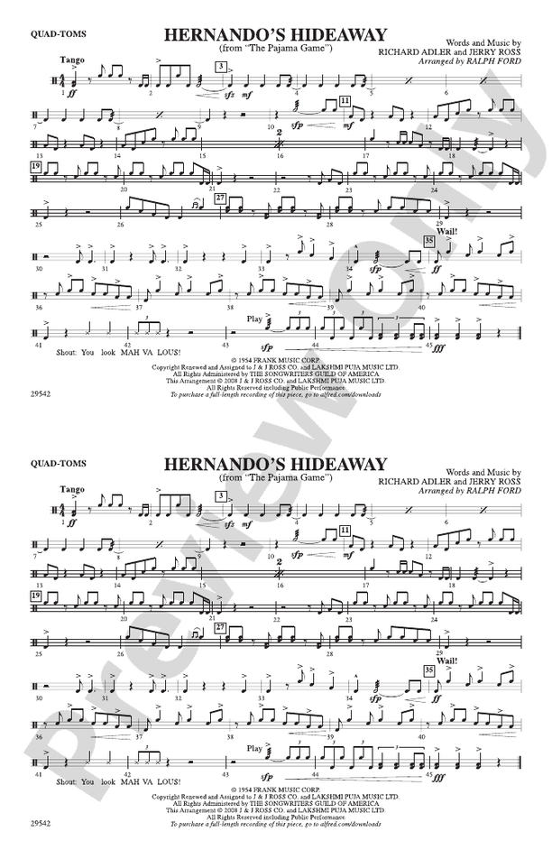 Hernando's Hideaway: Quad-Toms: Quad-Toms Part - Digital Sheet Music Download