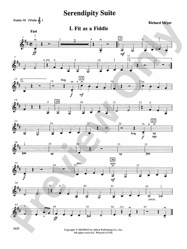 Serendipity Suite: 3rd Violin (Viola [TC]): 3rd Violin (Viola [TC ...