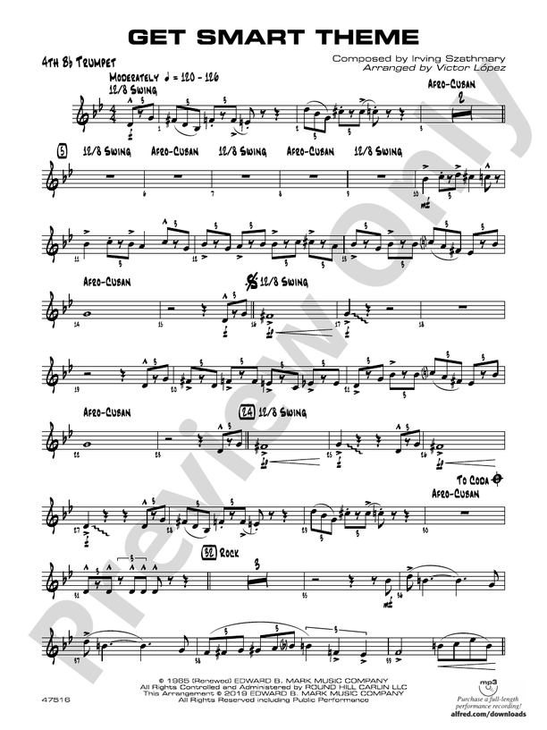 Get Smart Theme: 4th B-flat Trumpet: 4th B-flat Trumpet Part - Digital ...