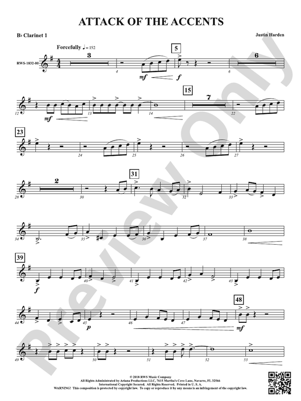 Attack of the Accents: 1st B-flat Clarinet: 1st B-flat Clarinet Part ...