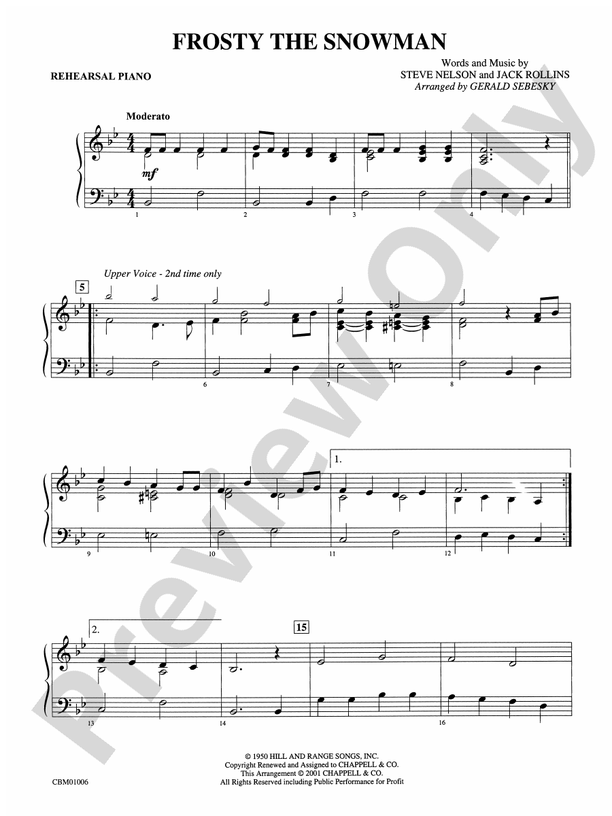 Frosty the Snowman: Piano Accompaniment: Piano Accompaniment Part ...