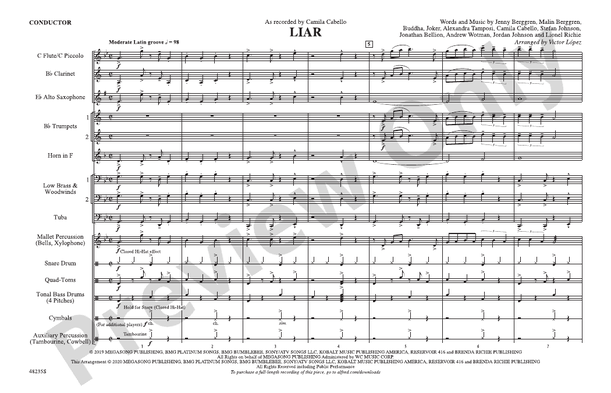 Liar: Marching Band Conductor Score & Parts: Jenny Berggren - Digital ...
