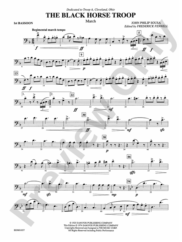 Black Horse Troop: Bassoon: Bassoon Part - Digital Sheet Music Download