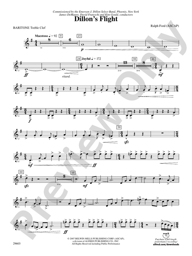 Dillon's Flight: Baritone T.C.: Baritone T.C. Part - Digital Sheet ...