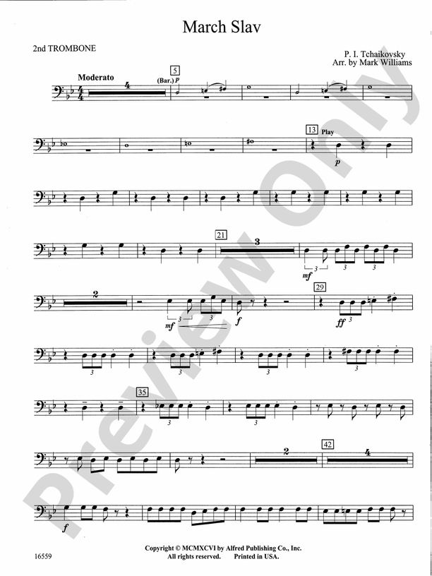 March Slav: 2nd Trombone: 2nd Trombone Part - Digital Sheet Music Download