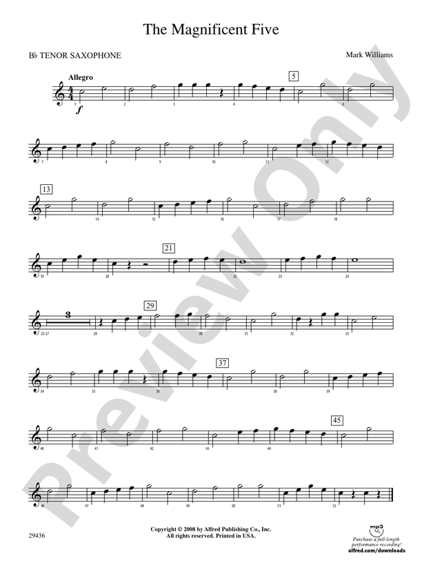 The Magnificent Five: B-flat Tenor Saxophone: B-flat Tenor Saxophone ...