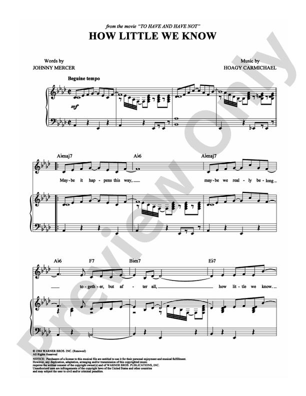How Little We Know: Piano/Vocal/Chords: Hoagy Carmichael - Digital ...