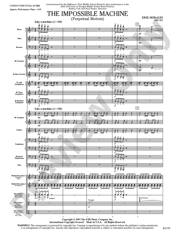 The Impossible Machine (Perpetual Motion): Score: Concert Band Score ...