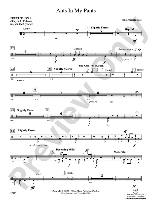 Ants in My Pants: 2nd Percussion: 2nd Percussion Part - Digital Sheet ...