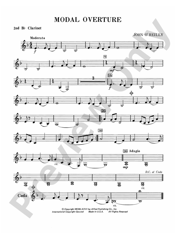 Modal Overture: 2nd B-flat Clarinet: 2nd B-flat Clarinet Part - Digital Sheet Music Download